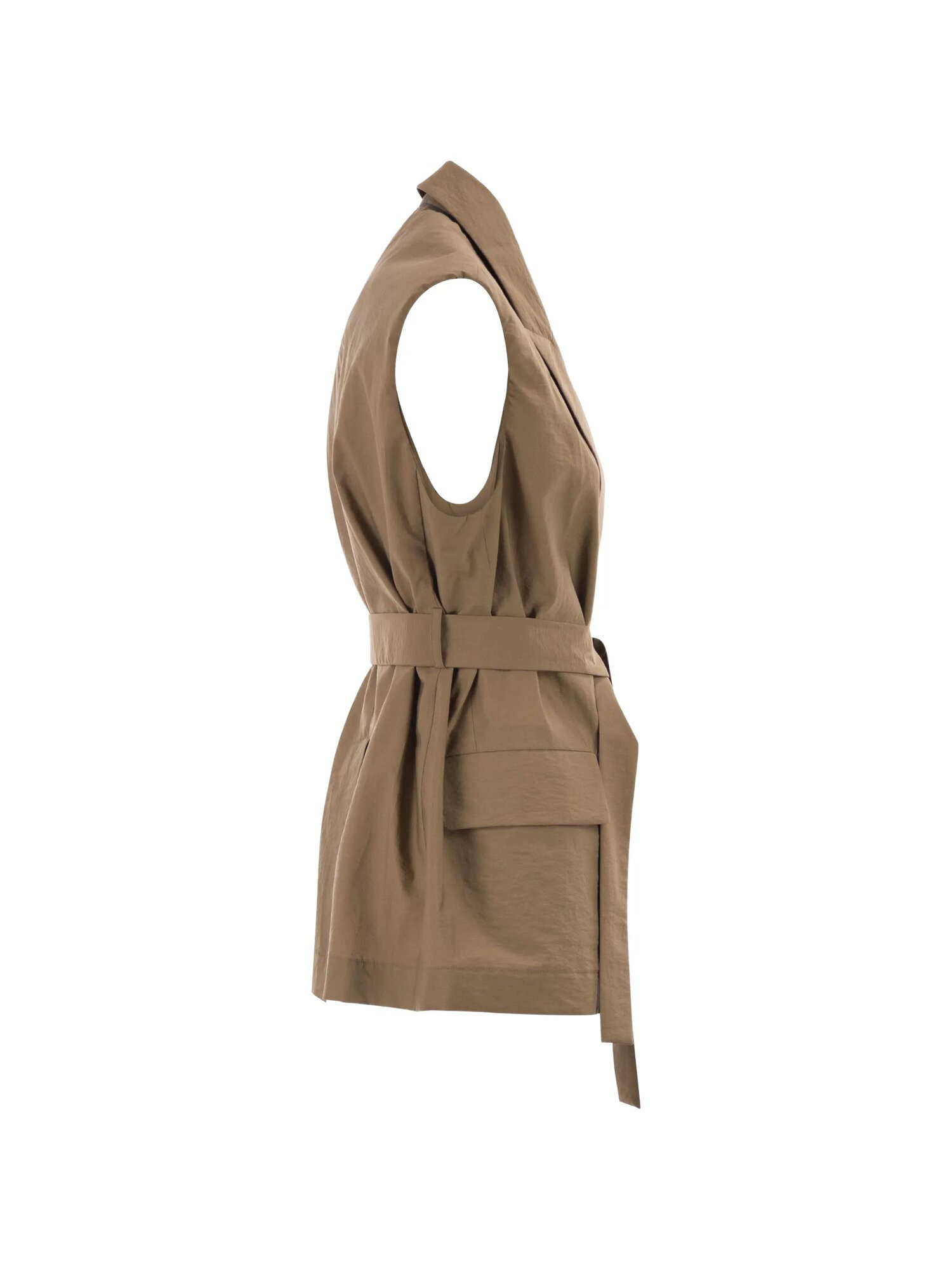 Пальто BRUNELLO CUCINELLI Belted waistcoat, размер 36, коричневый — фото 1
