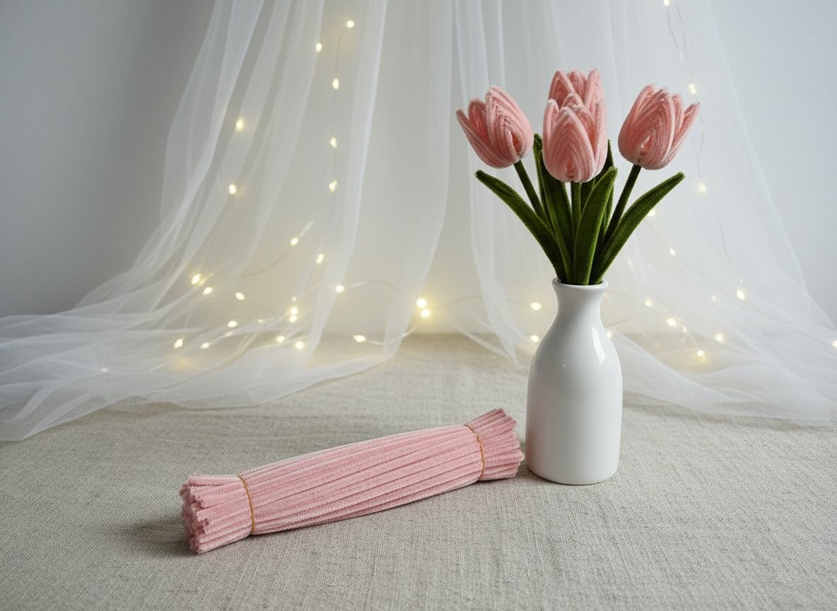 Синельная проволока для рукоделия, длина 30 см, толщина 0.6 см, 50 шт. Цвет персиковый