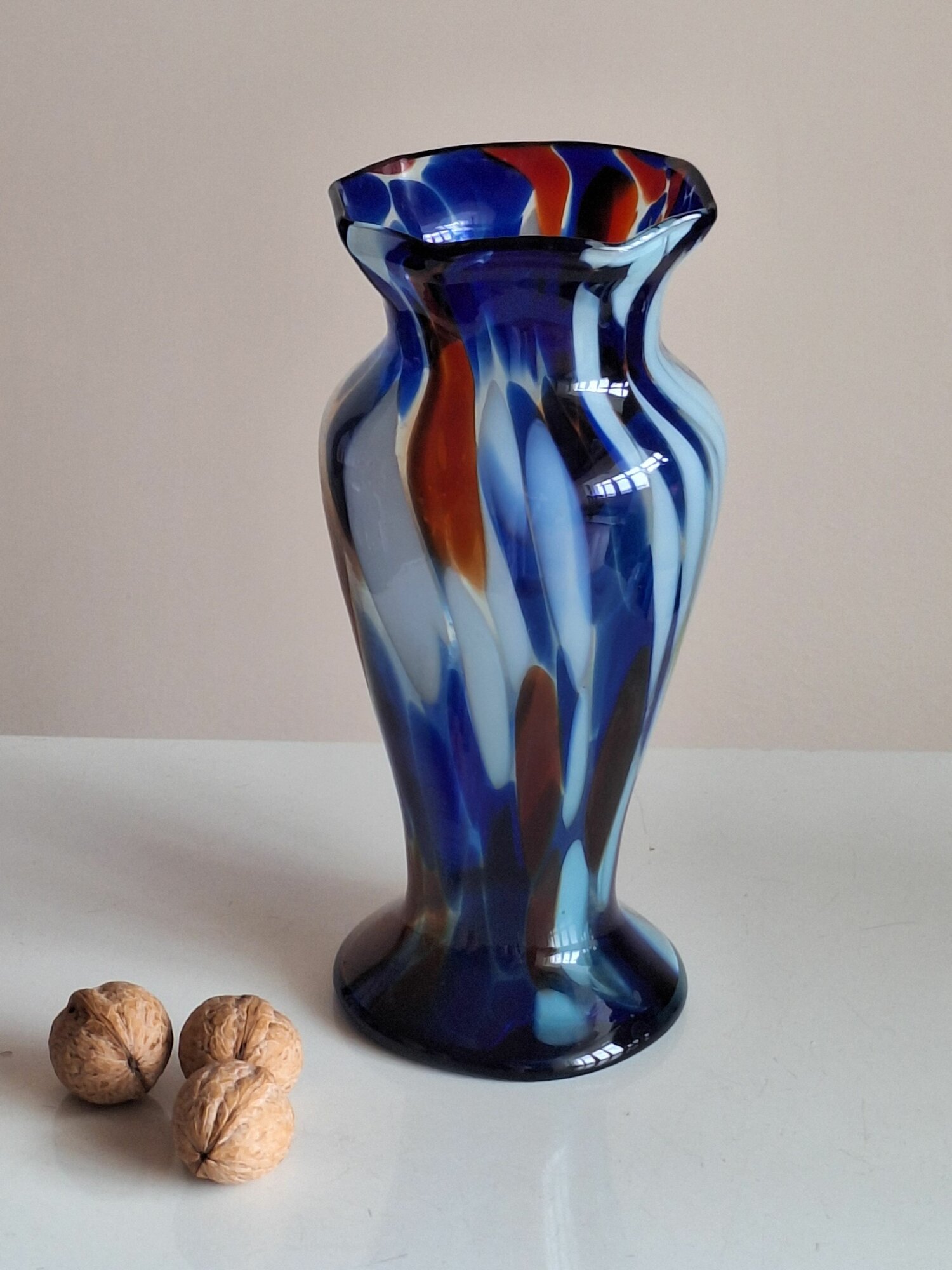 Ваза винтажная синяя Радуга СССР