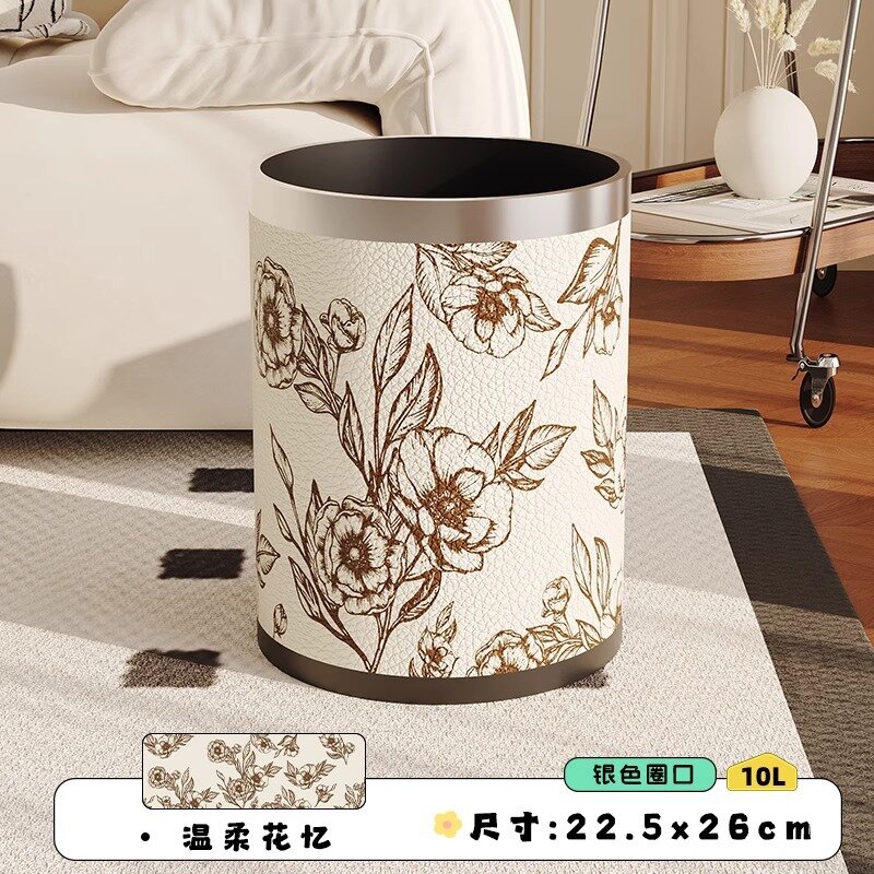 Американский стиль кожаного мусорного ведра, роскошный высококачественный домашний контейнер для хранения, мусорная корзина для гостиной, кухни, спальни, большая французская мусорная корзина