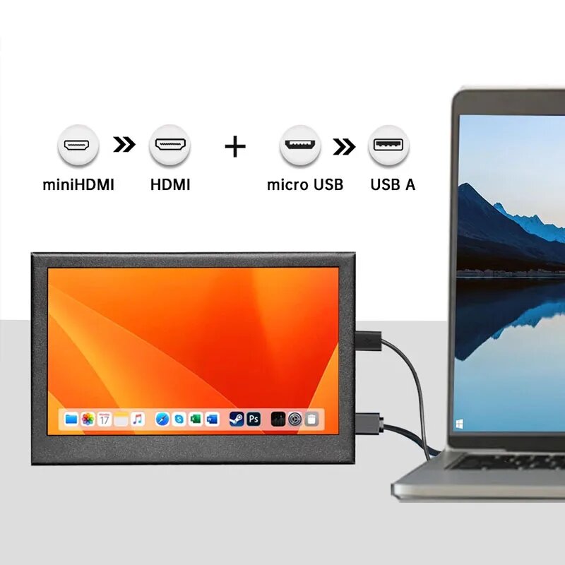 4,3-дюймовый мини-маленький экран HDMI 800x480 IPS Вторичный ЖК-монитор с металлическим корпусом и поддержкой ПК с Windows, ноутбука