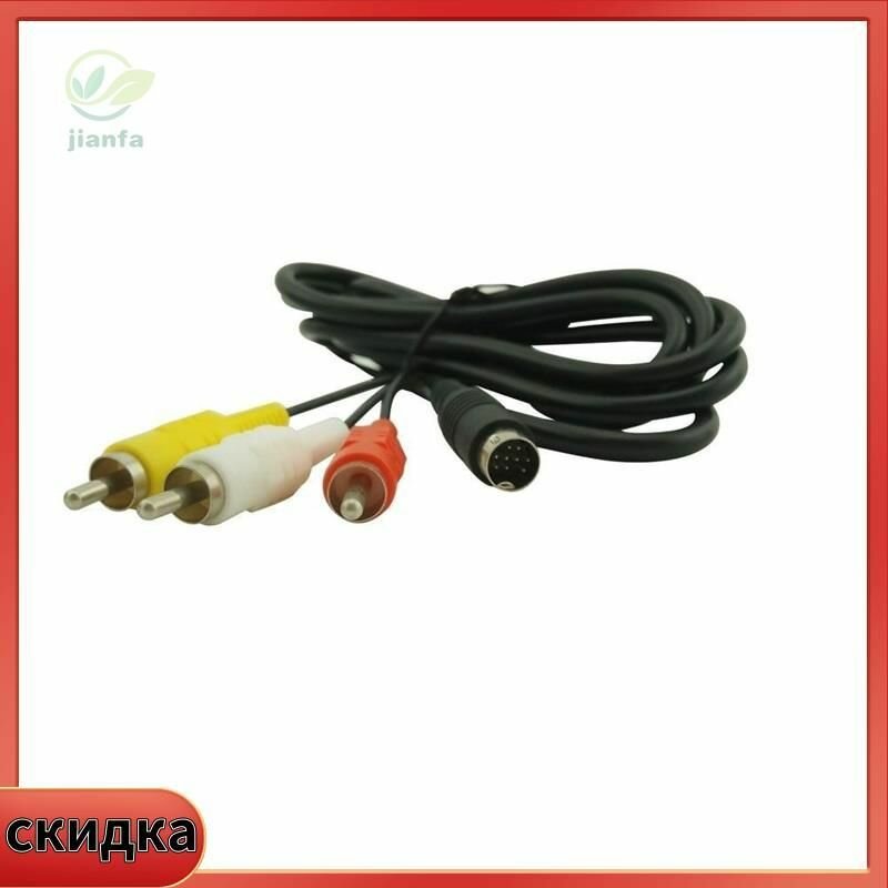 AV кабель для SEGA Mega Drive 2 / Genesis 2 (MD2, MD3) — 9-pin на 3 RCA, 1.8 м, медный провод и золотые контакты