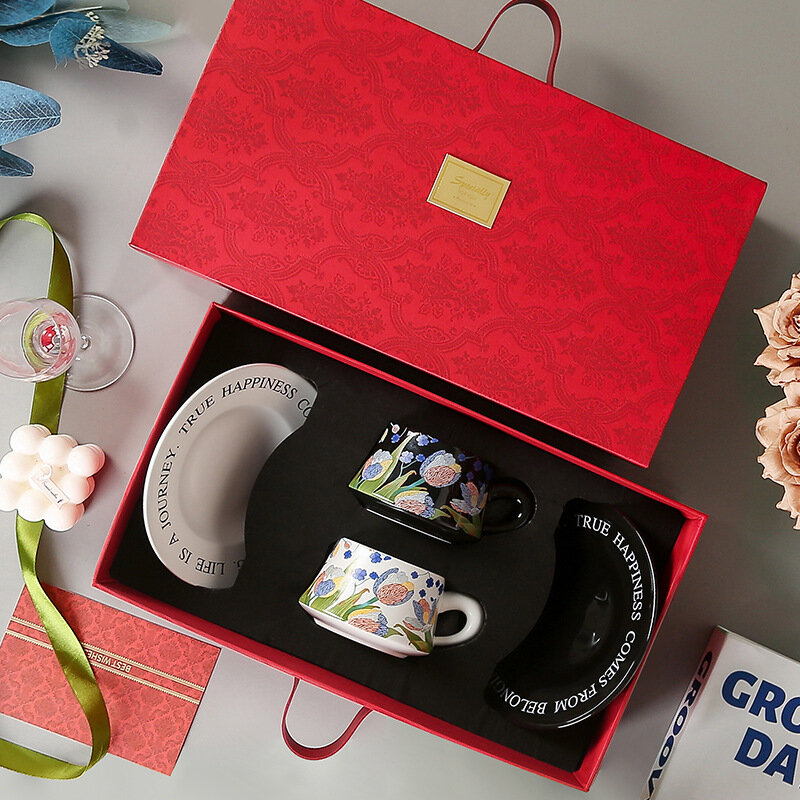 Подарок на свадьбу для лучшего друга, набор кофейной чашки и блюдца для новоселья, подарочная коробка, помолвка, подружка невесты, сувенирный подарок, парные чашки