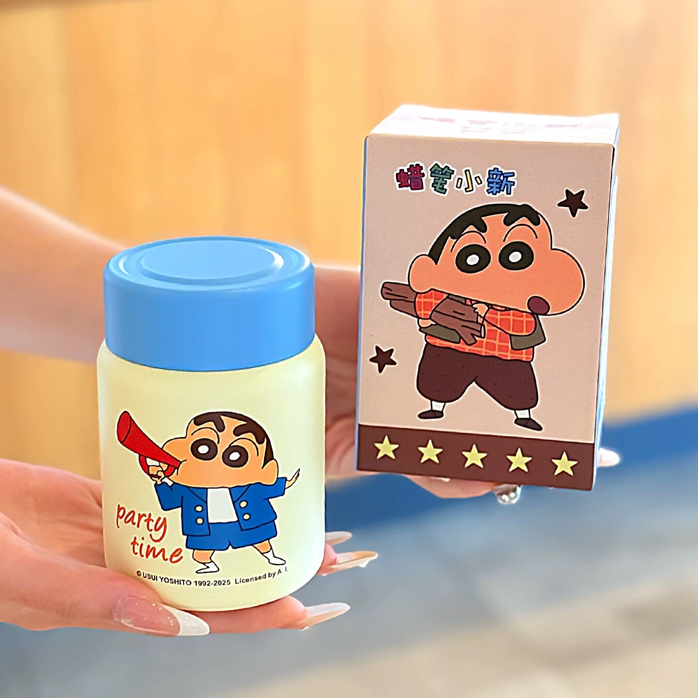Синий термос Crayon Shin-chan, 200 мл, компактный стакан из нержавеющей стали