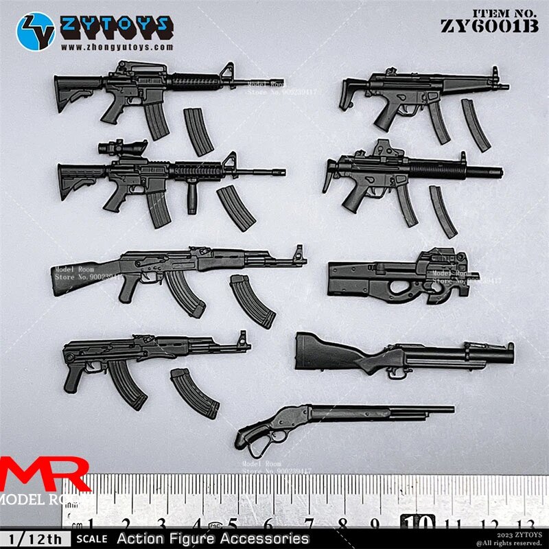 ZYTOYS ZY6001 ZY6002 ZY6003 ZY6008 Масштаб 1/12 MP5 M4 AK47 P90 M1887 Модель солдатского пистолета Реквизит для сцены Подходит для 6 дюймов Фигурка Корпус