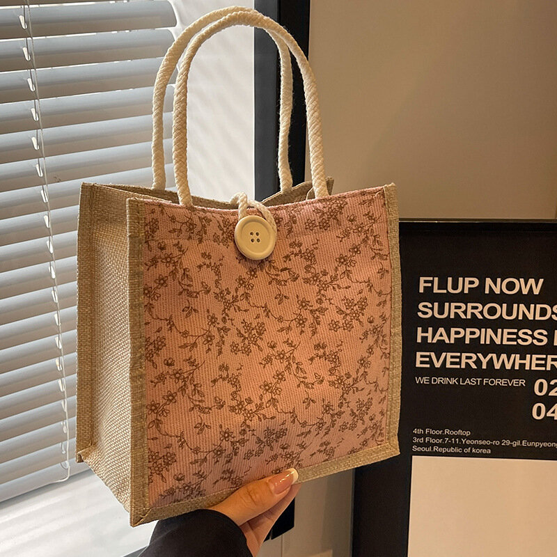 Летняя французская цветочная сумка для обеда 2024 года, японский стиль, универсальная сумка для девочек, сумка для работы и поездок