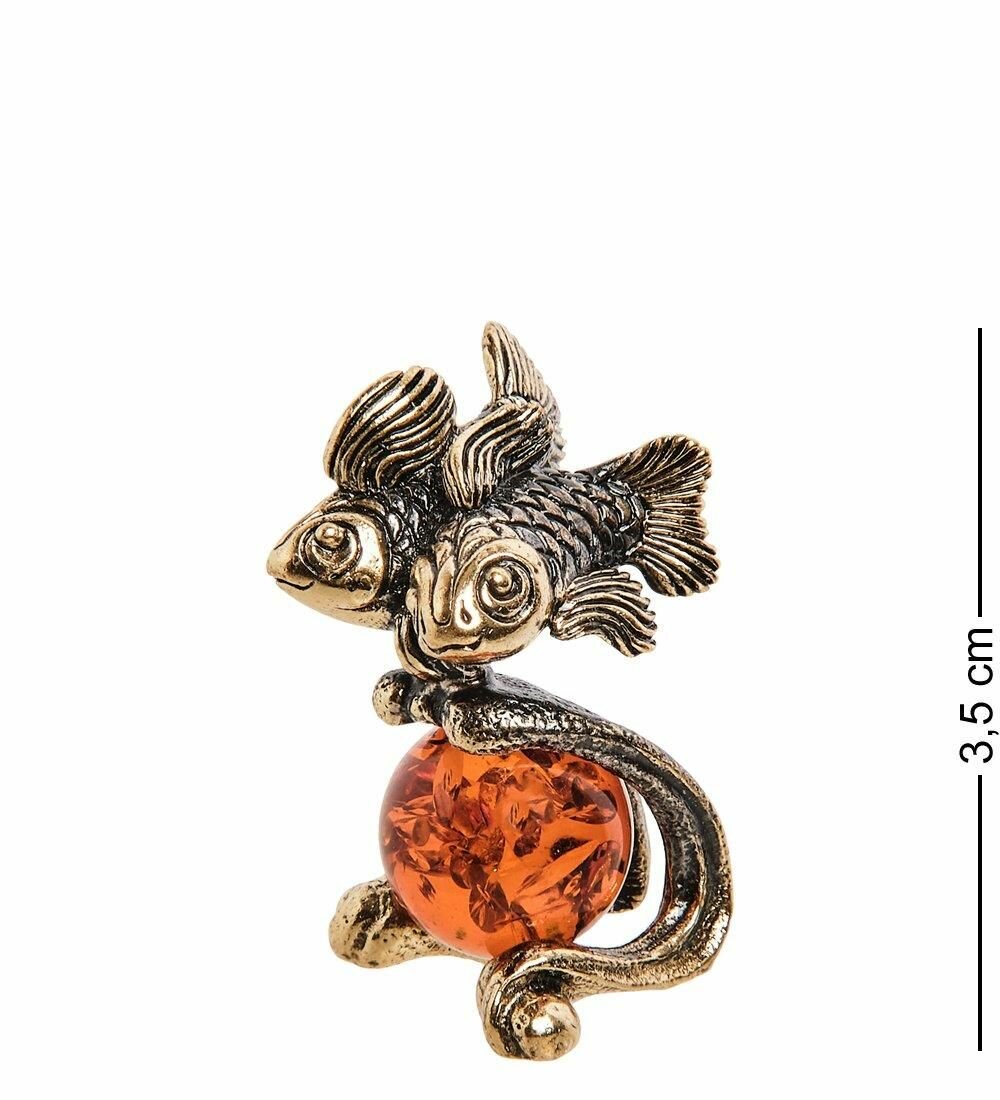 Фигурка Знак зодиака-Рыбы (латунь, янтарь) A2163378 Народные промыслы бронзовый