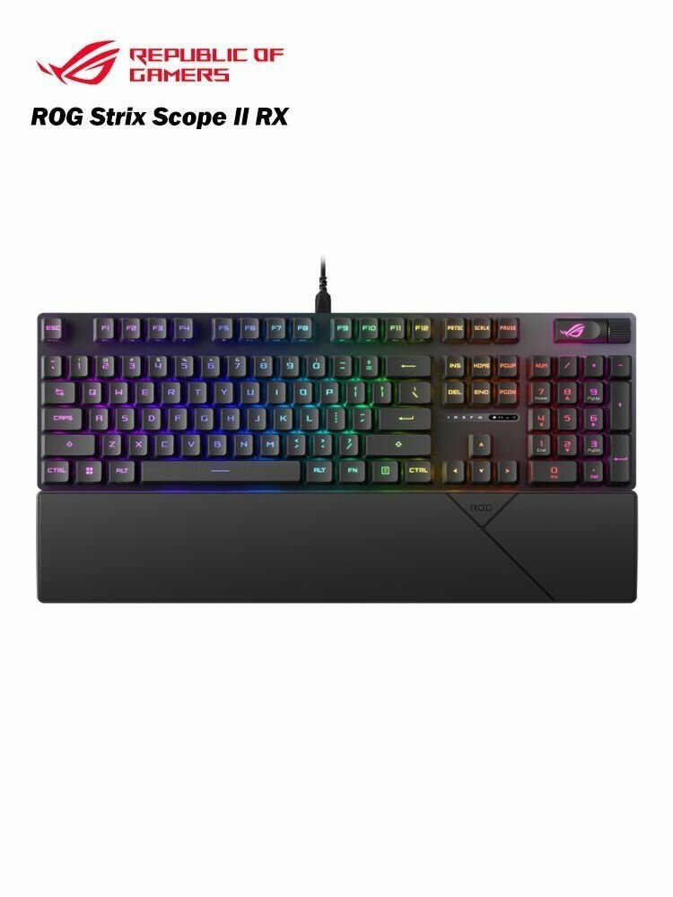 ASUS Игровая клавиатура проводная ROG Strix Scope II RX, (ROG RX Blue), Английская раскладка, черный