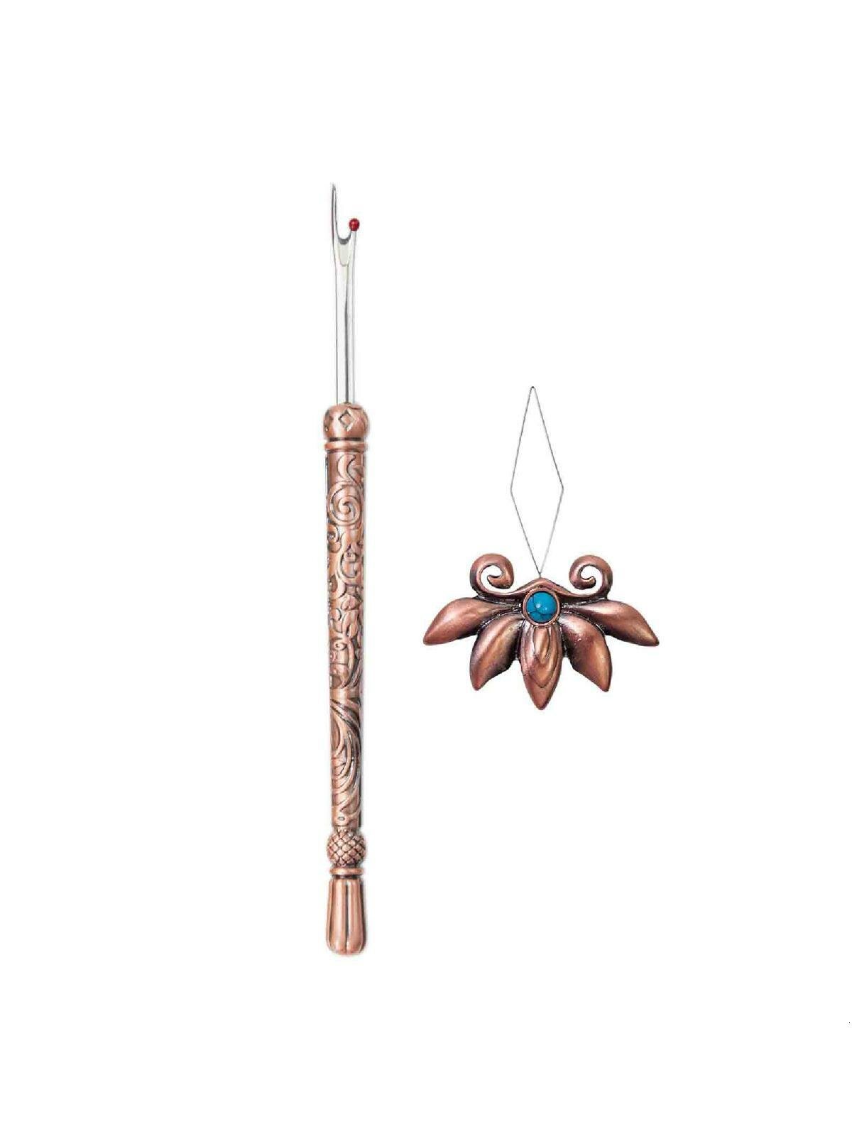 Набор штопор и нитковдеватель металлический винтажный, Красная бронза