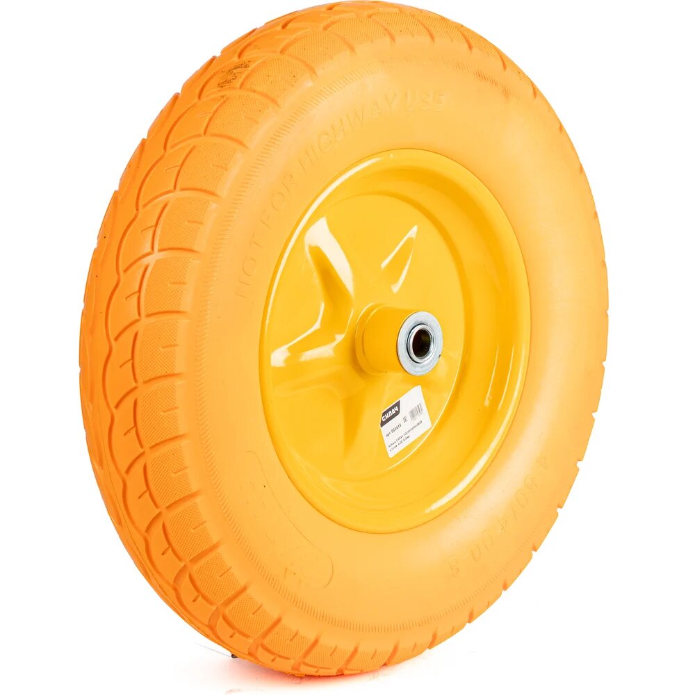 Колесо силач к тачке полиуритановое 4.00-8, 16мм 023615 с встроенным подшипником, непрокалываемая бескамерная шина