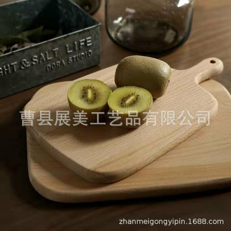 Деревянная доска для пиццы из бука с ручкой, 33x20x1,5 см, естественная деревянная доска для выпечки и подачи блюд,