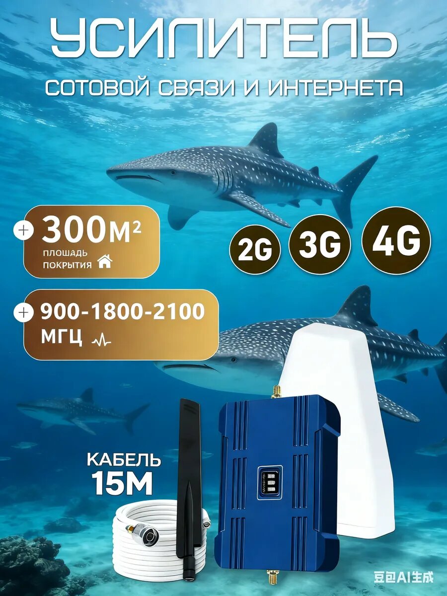 Усилитель сотовой связи и интернета-телефона 2G, 3G и 4G, 900 - 1800-2100 МГц -усилитель gsm сигнала