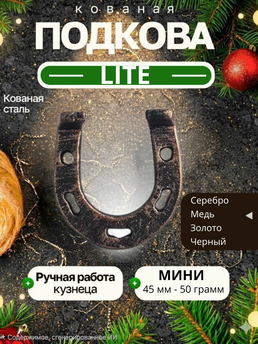 Подкова сувенир для дома лайт "Мини" 4 см, 50 гр. (медный)/оберег на дверь, подарок на новоселье, годовщину свадьбы молодоженам, подкова на счастье, удачу, символ нового года 2026