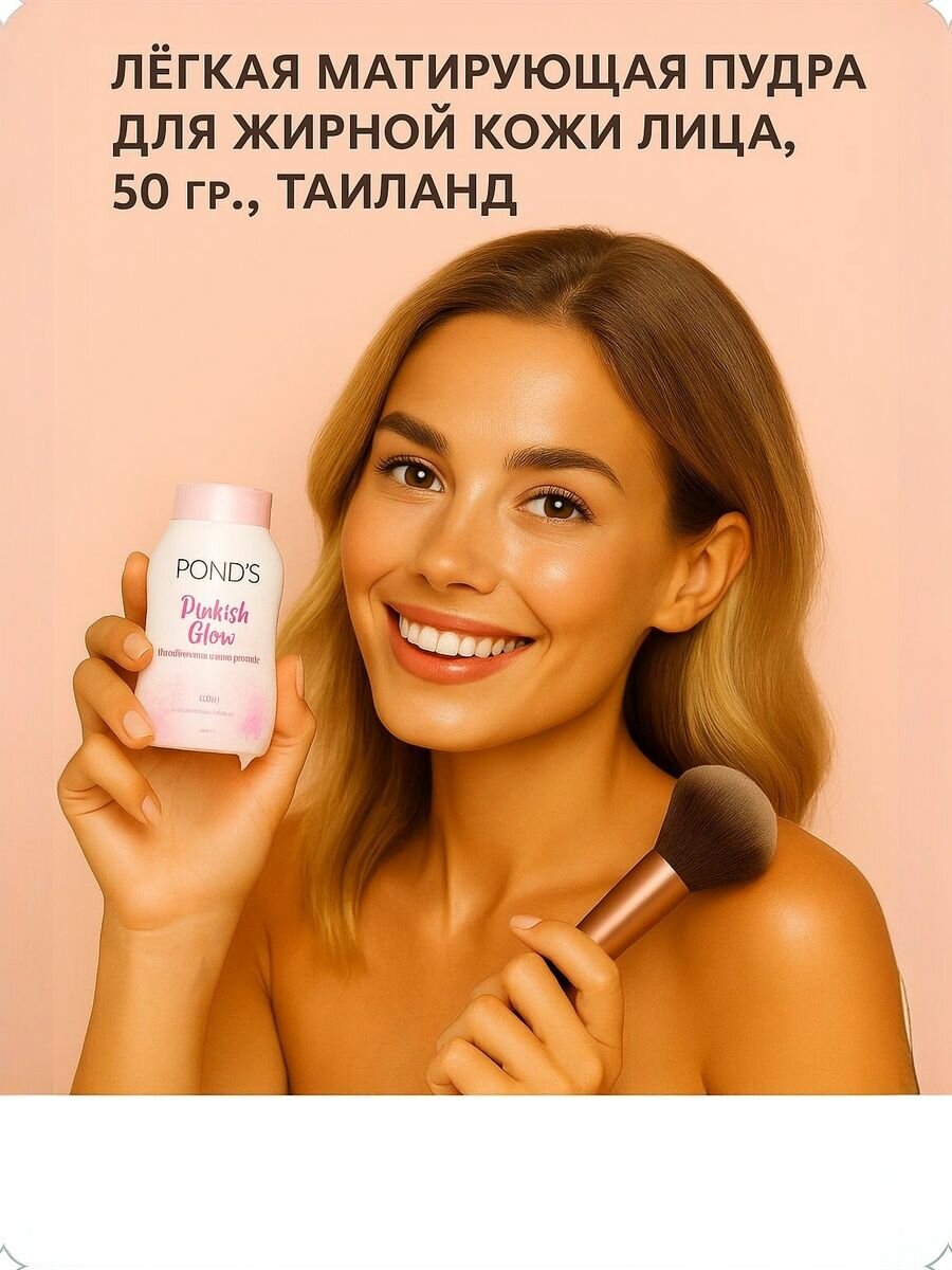 POND'S Pinkish Glow лёгкая матирующая пудра для жирной кожи лица, 50 г