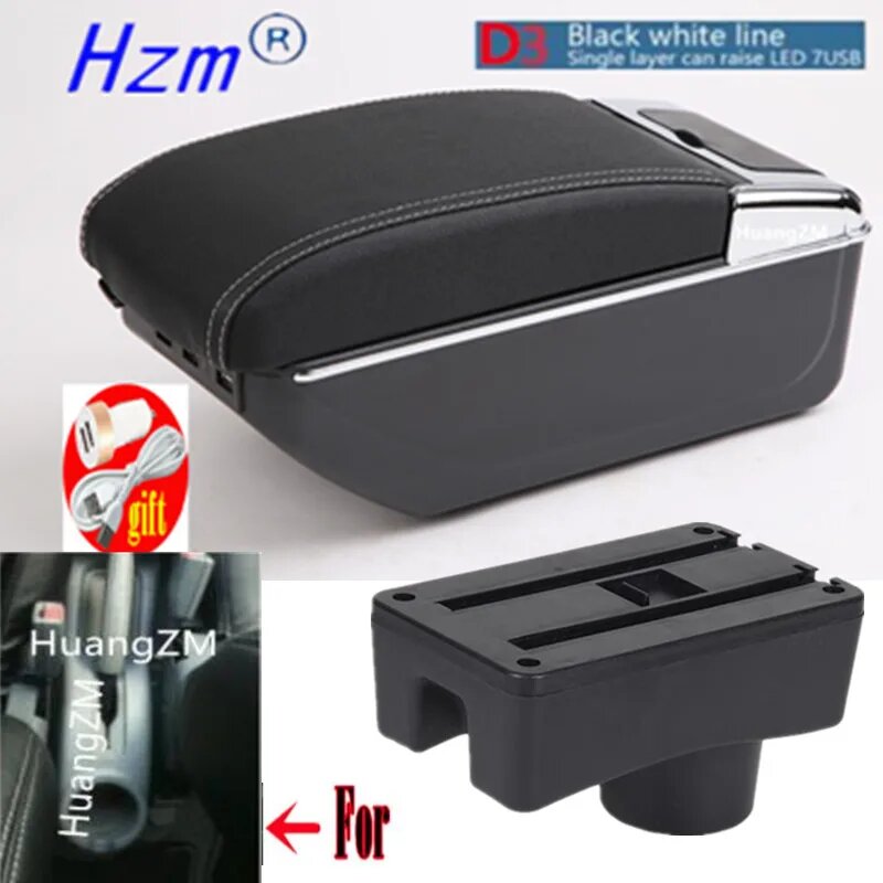 Автомобильный подлокотник для Hyundai Accent Tagaz, подлокотник для Hyundai Accent Tagaz, детали салона автомобиля, центральный ящик для хранения с USB и светодиодом D3 style white line