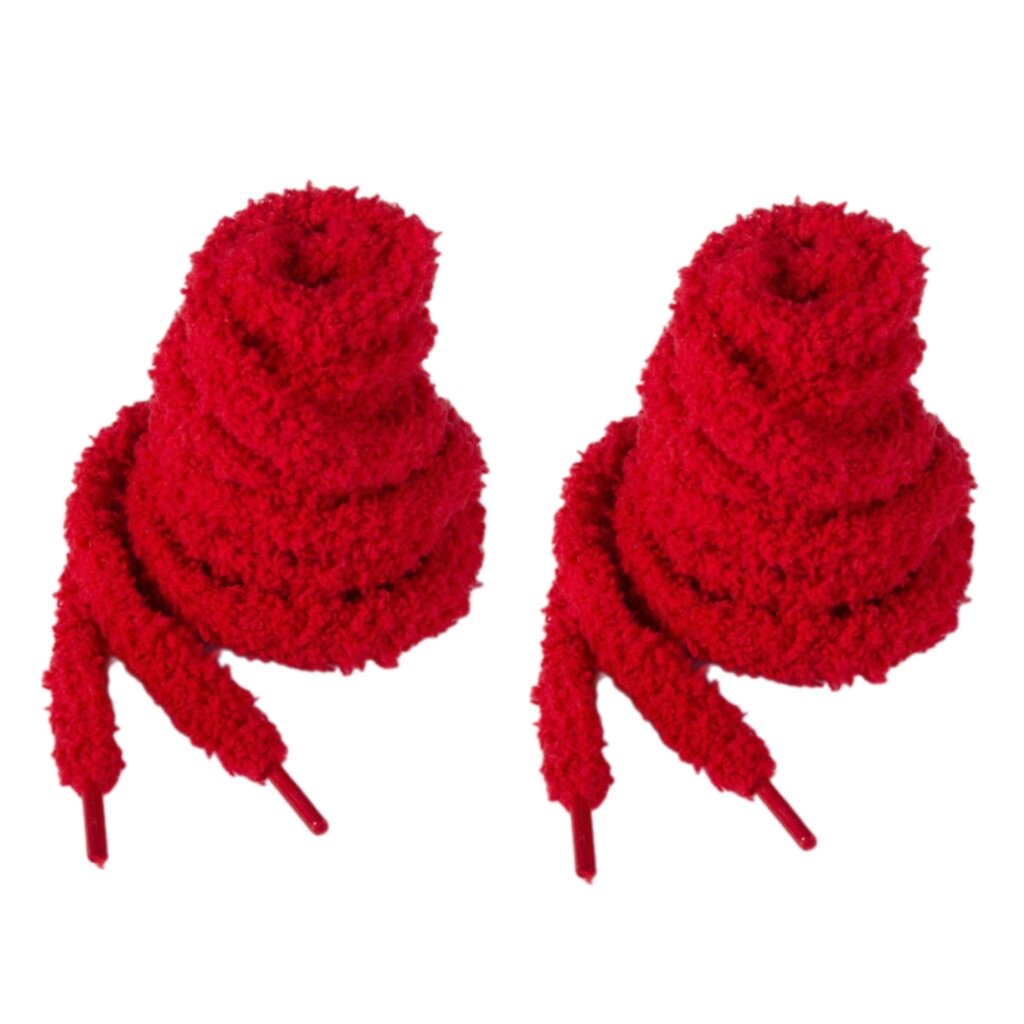 Круглый плюшевый шнурок для обуви-красный-100 см