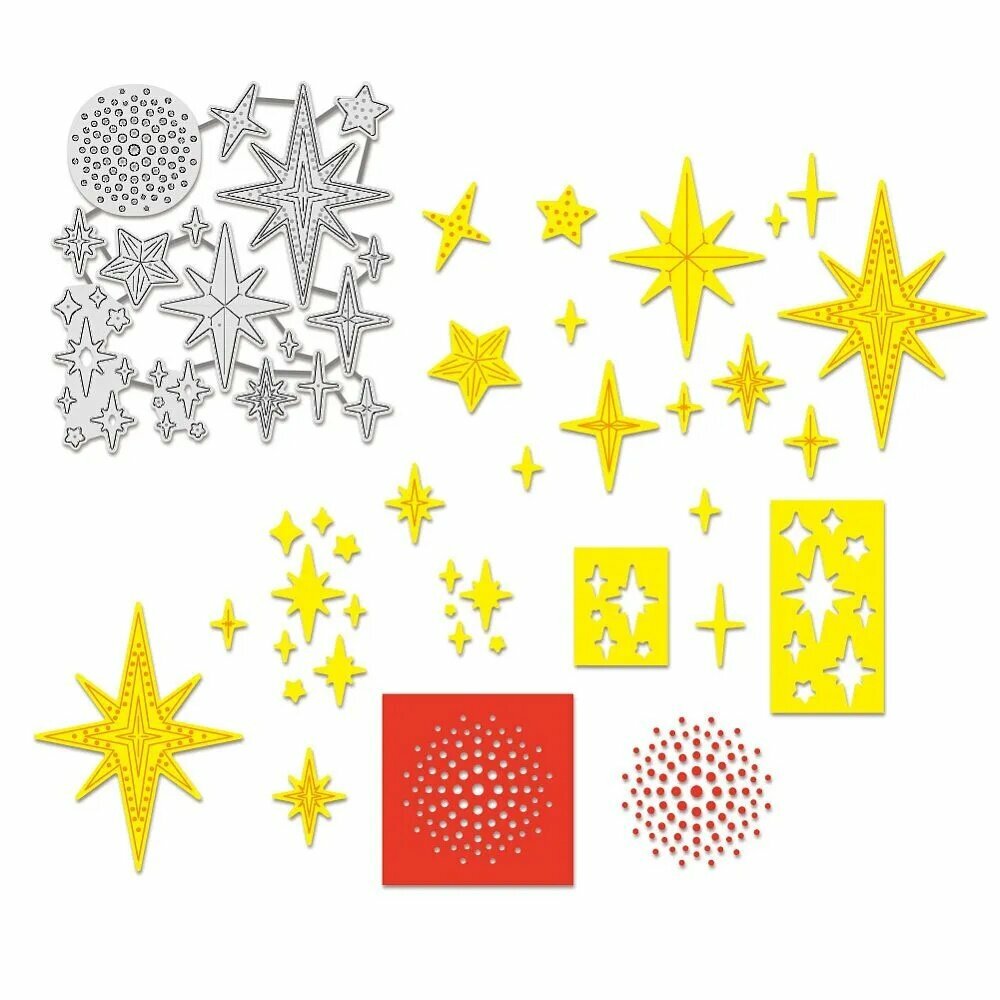 1 шт. трафареты для вырубки в стиле фэнтези, звездочки и точки, шаблоны для тиснения для создания открыток, декоративная бумага для скрапбукинга толщиной 0,8 мм
