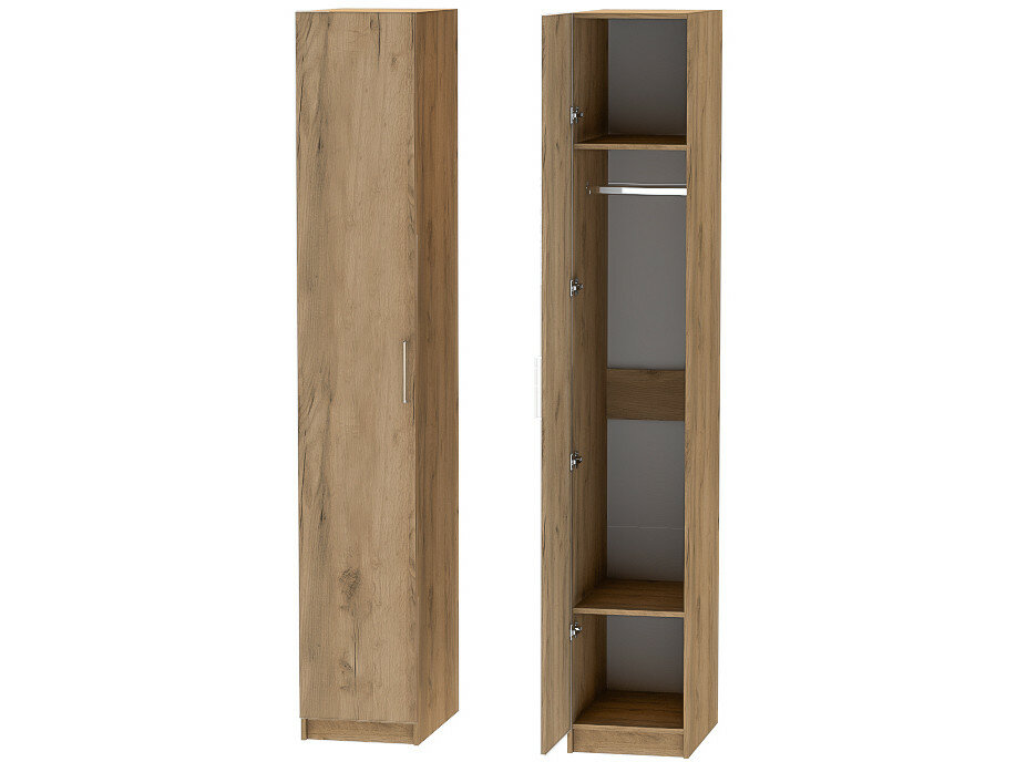 Шкаф-пенал однодверный, со штангой для вешалок, Дуб крафт золотой