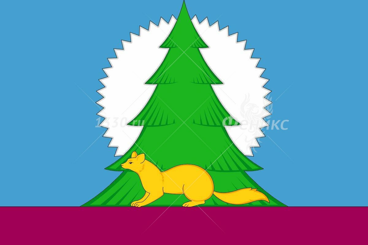 Флаг городского поселения Малиновский, 86 - хмао, 135x90 см.