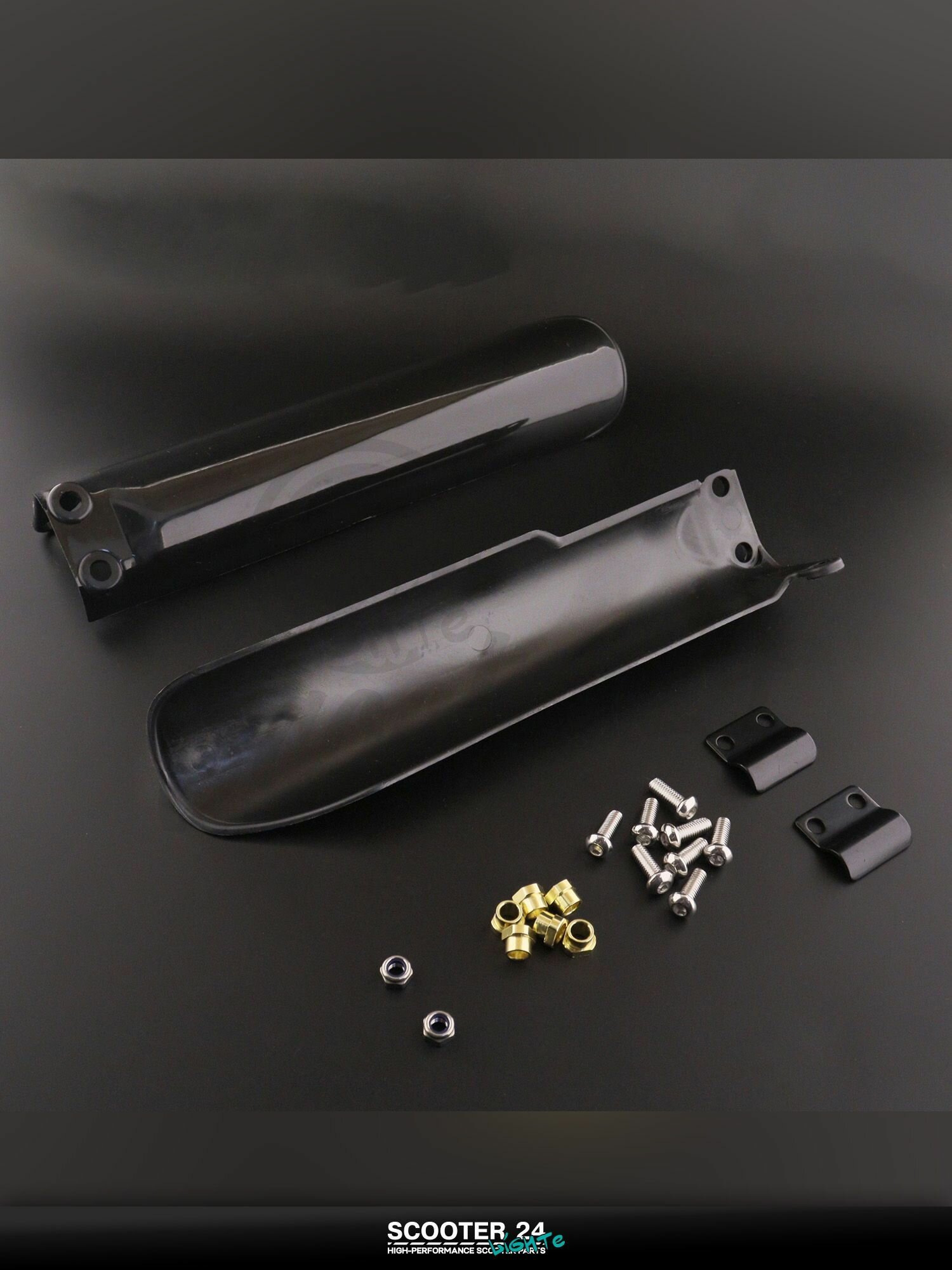 Пластик накладки на перья на мотоцикл, эндуро, питбайк KAYO, TTR / Кайо, ТТР (черные, + крепления) "BEEZMOTO"