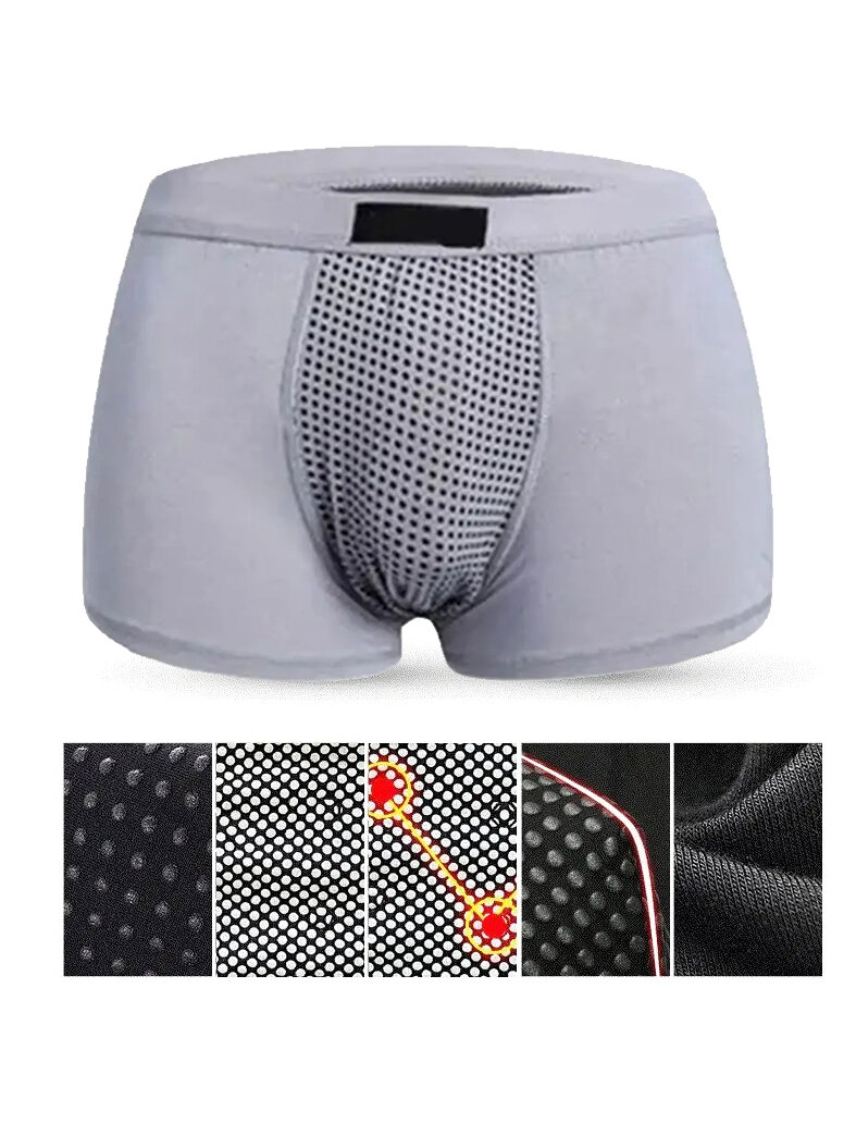 Мужские трусы-боксеры с турмалиновыми вставками, серый цвет, размер M