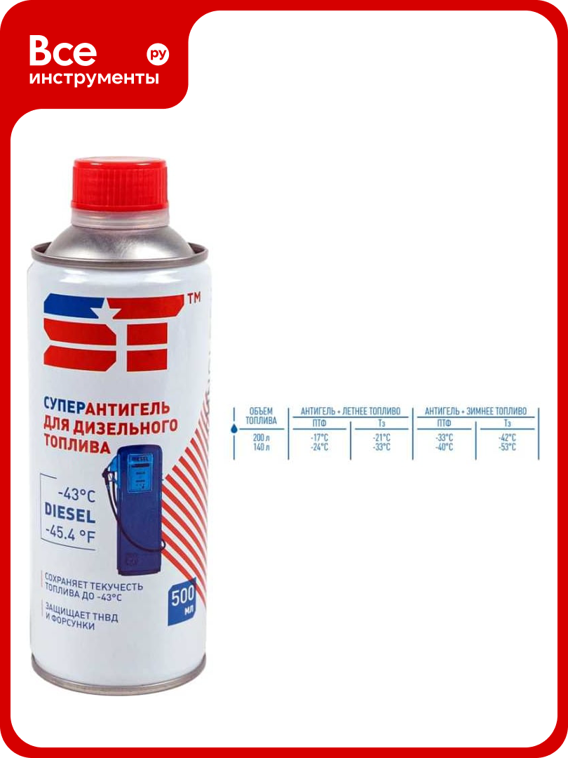Антигель ST для дизельного топлива, антигельная присадка, работает при -57 °C, бытовое применение, полулитровый