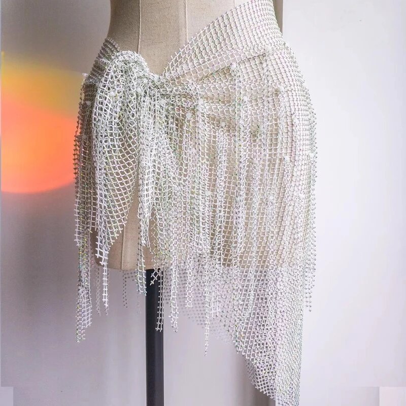 Элегантные аксессуары для танца живота, пояс для женщин, треугольный шарф с кисточками, Белый, white