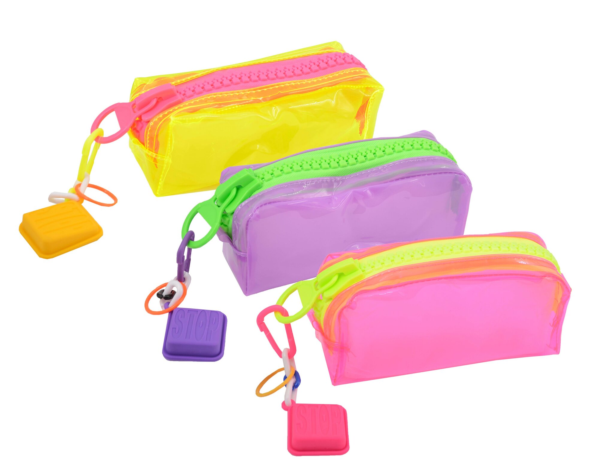 Пенал-косметичка с большой молнией "Neon combi" ПВХ, ассорти