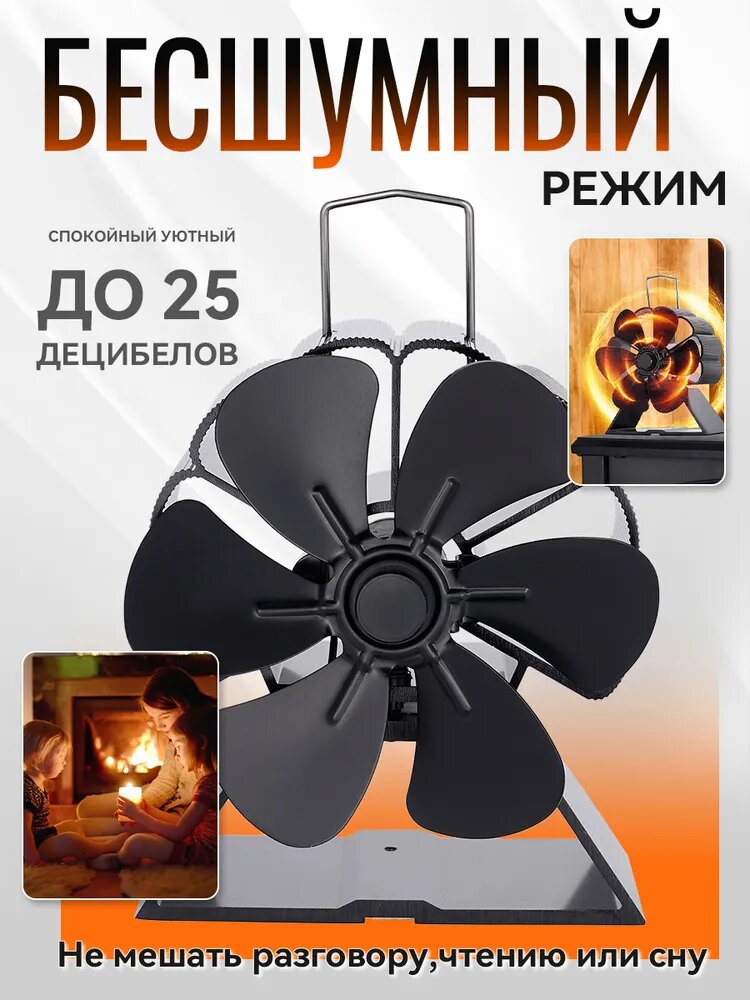 Печной вентилятор / Вентилятор на камин 6 лопастей / Печной Тепловентилятор для дровяной печи -экологически чистые тихие и эффективные радиаторы