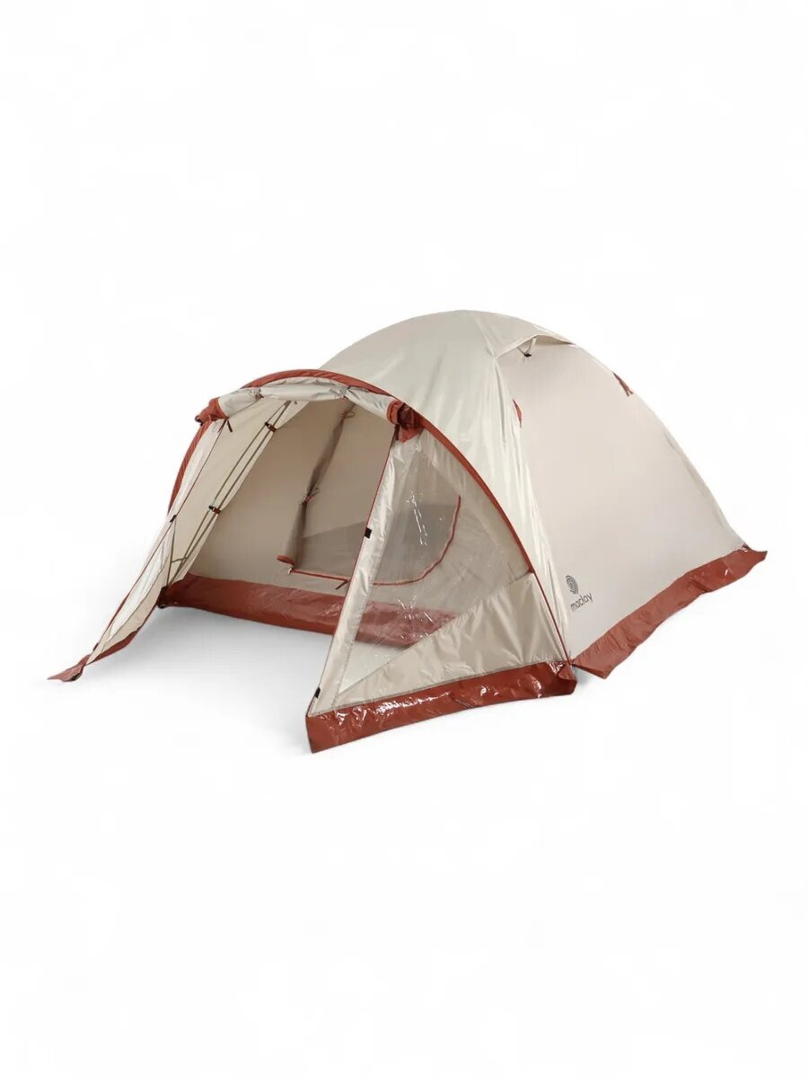 Палатка туристическая 2-местная maclay katun ume cool 2, 325×160×120 см, трекинговая, двухслойная, с тамбуром, бежевая