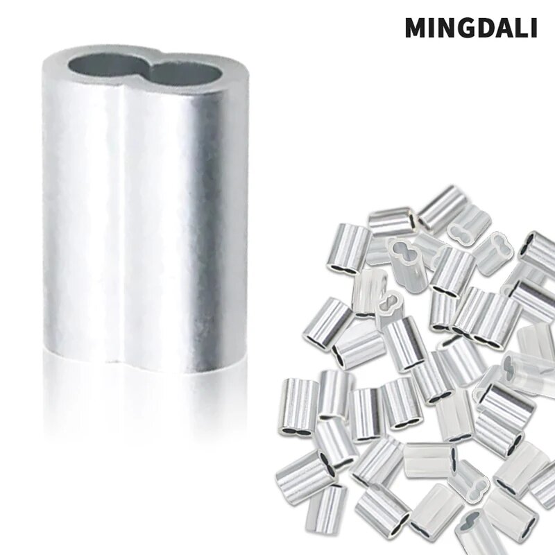 50-100 шт. алюминиевая обжимная втулка для кабеля с двойным отверстием M1-M6, веревочный зажим, 8-типный кабельный зажим, аксессуар для обжима кабеля