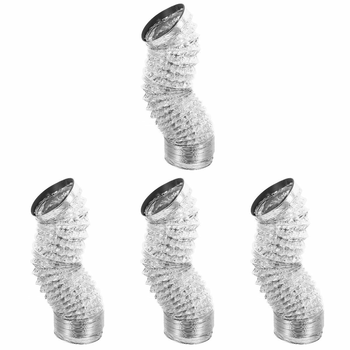 Набор из 4 гибких вентиляционных шлангов из алюминиевой фольги, серебристый цвет, для дома