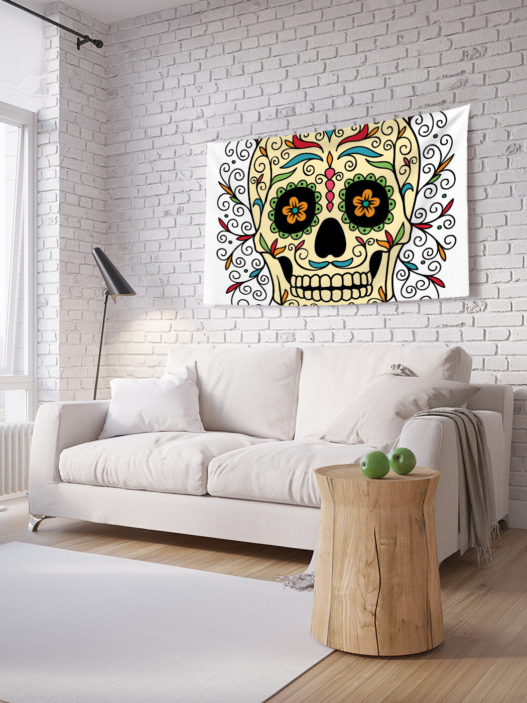 Горизонтальное фотопанно на стену JoyArty "Мексиканский сахарный череп", из ткани, 100х150 см