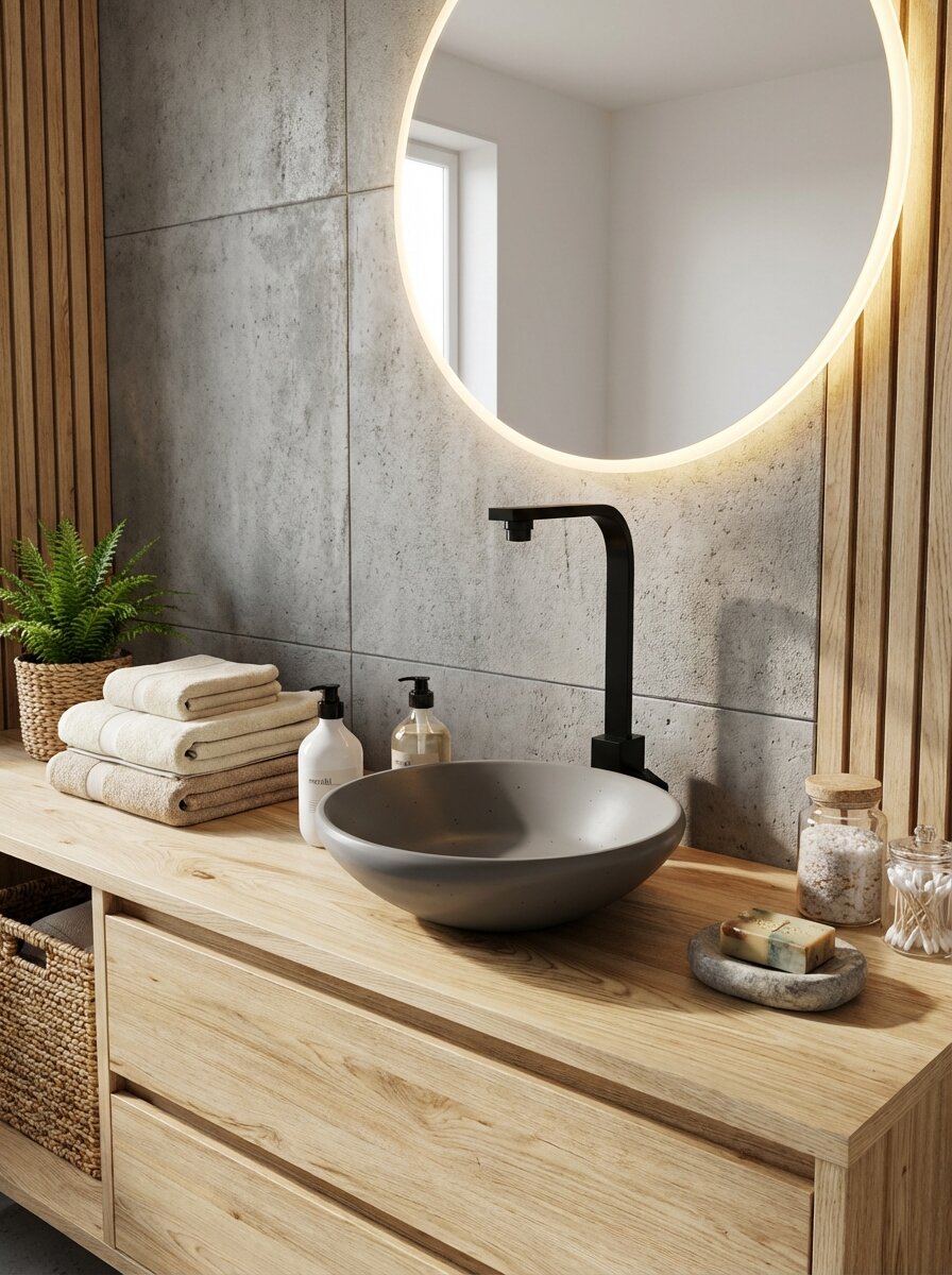 Раковина для ванной накладная Uperwood Sfera 40 см, круглая, графит