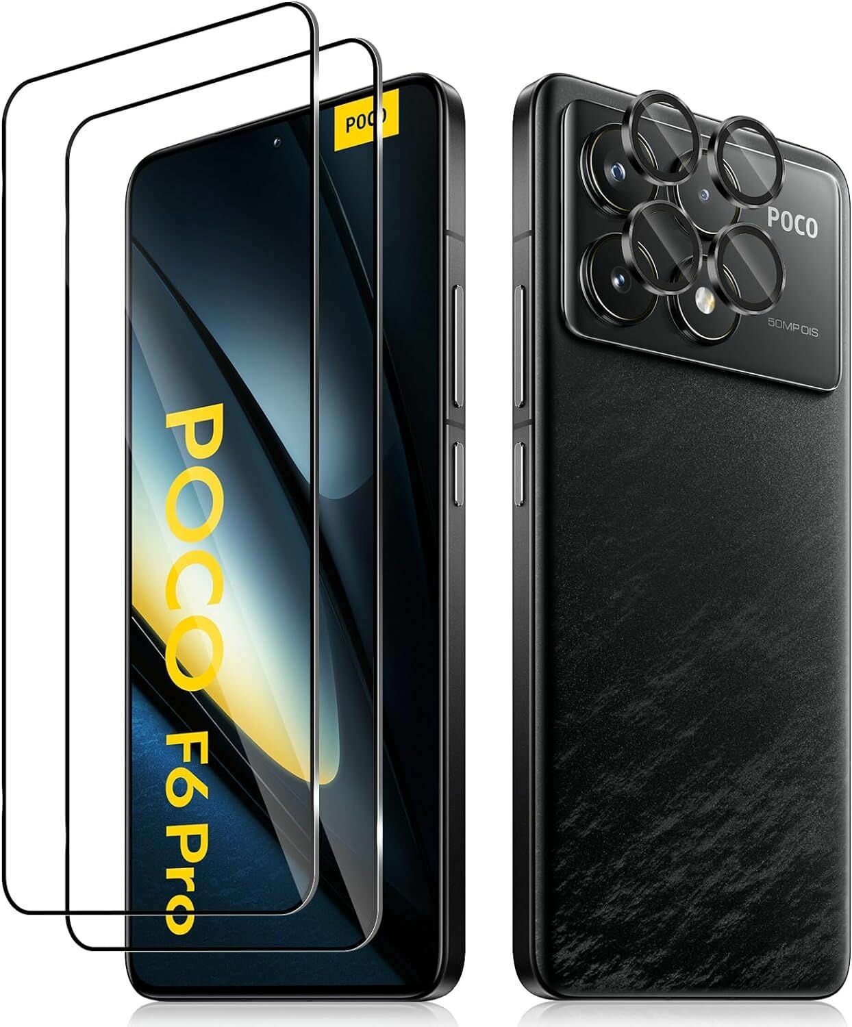 Закаленное стекло 2 шт. для Xiaomi Poco F6 Pro 5G и 1 шт. для задней камеры, защитная пленка для экрана, твердость 9H