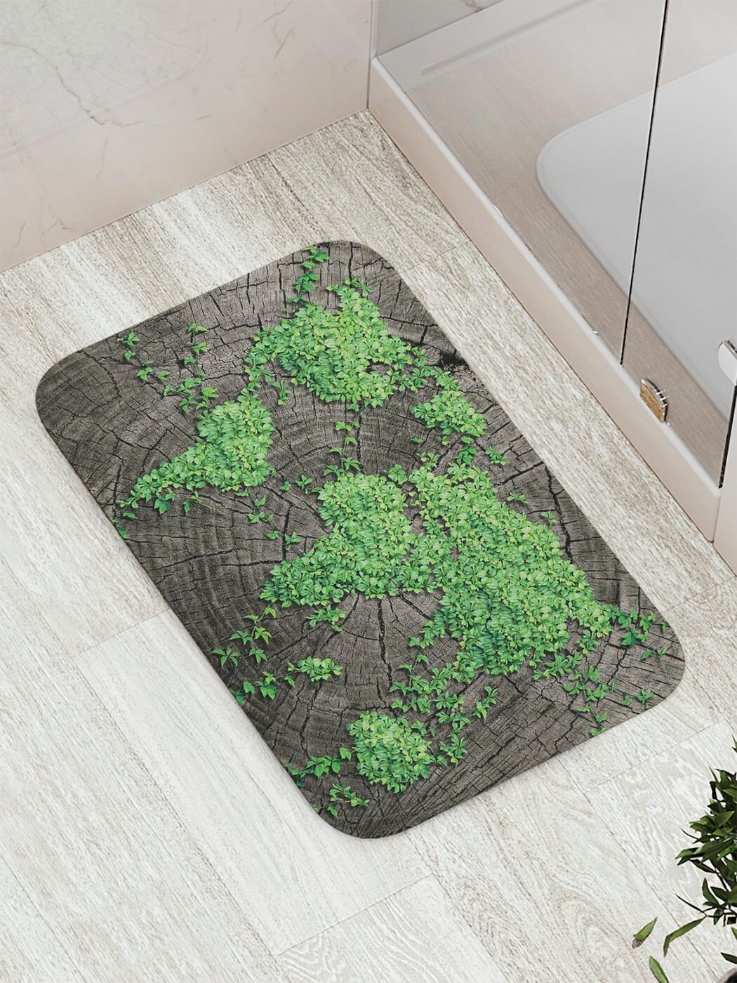 Коврик для ванной комнаты, туалета "Проросший пень" противоскользящий, 52х77 см, JoyArty