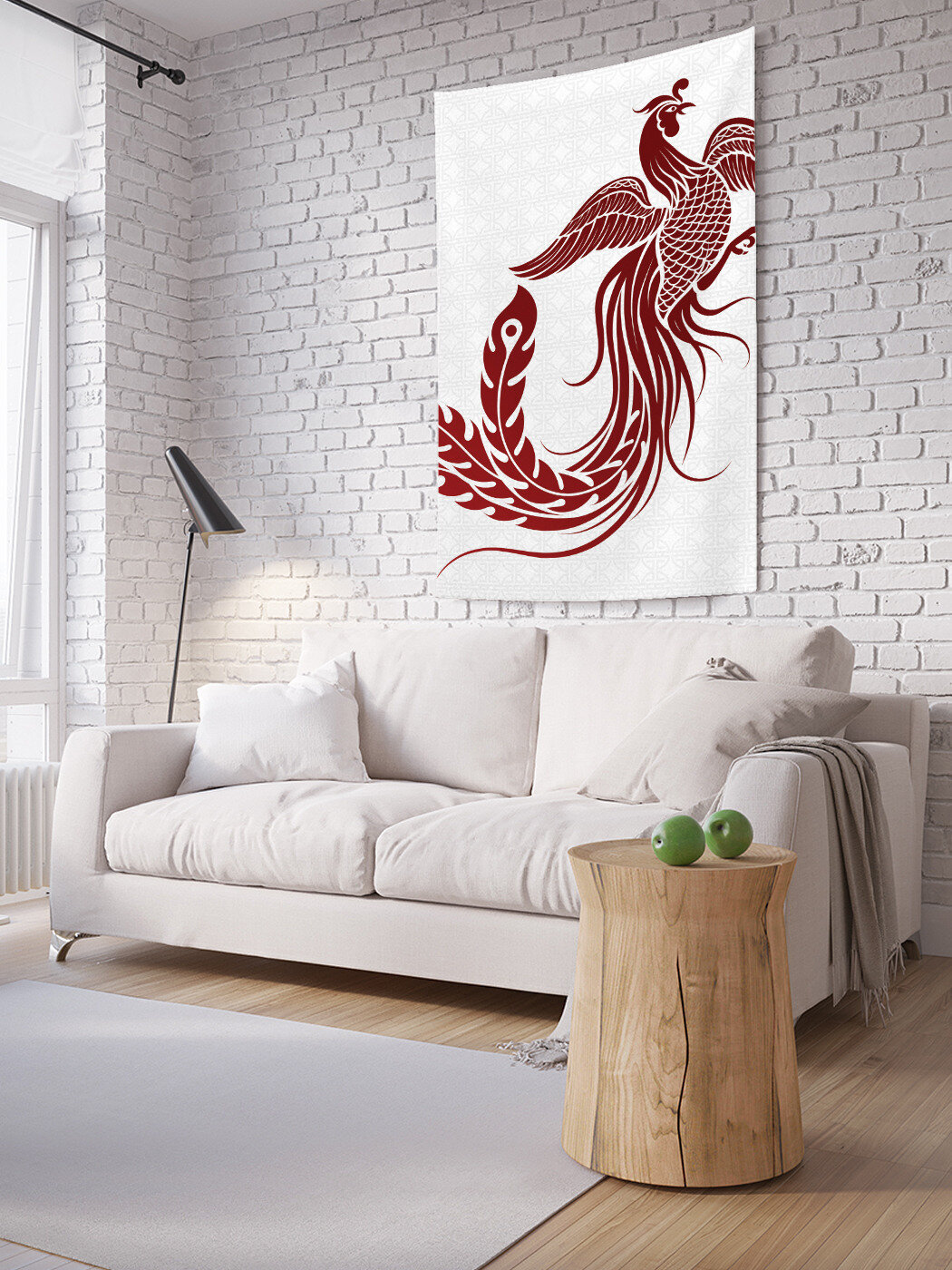 Вертикальное фотопанно на стену JoyArty "Узорная жар-птица", из ткани, 150х200 см