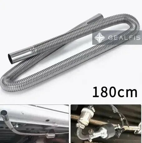 Выхлопная труба металлорукав 25 мм, 1.8 м, с хомутом, для автономного отопителя, сушильных камер