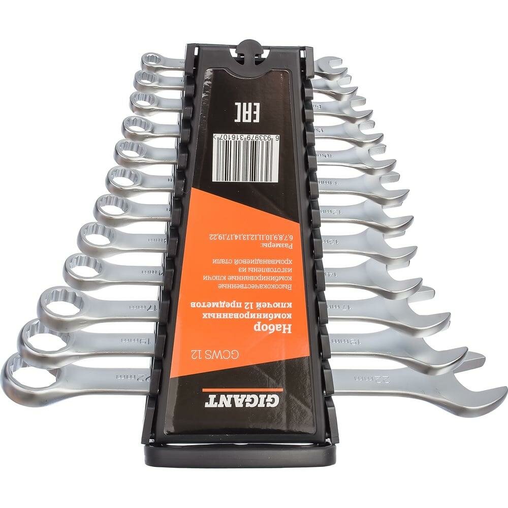 Набор комбинированных ключей Gigant 12 предметов, Сталь Cr-V, 6-22мм, GCWS 12