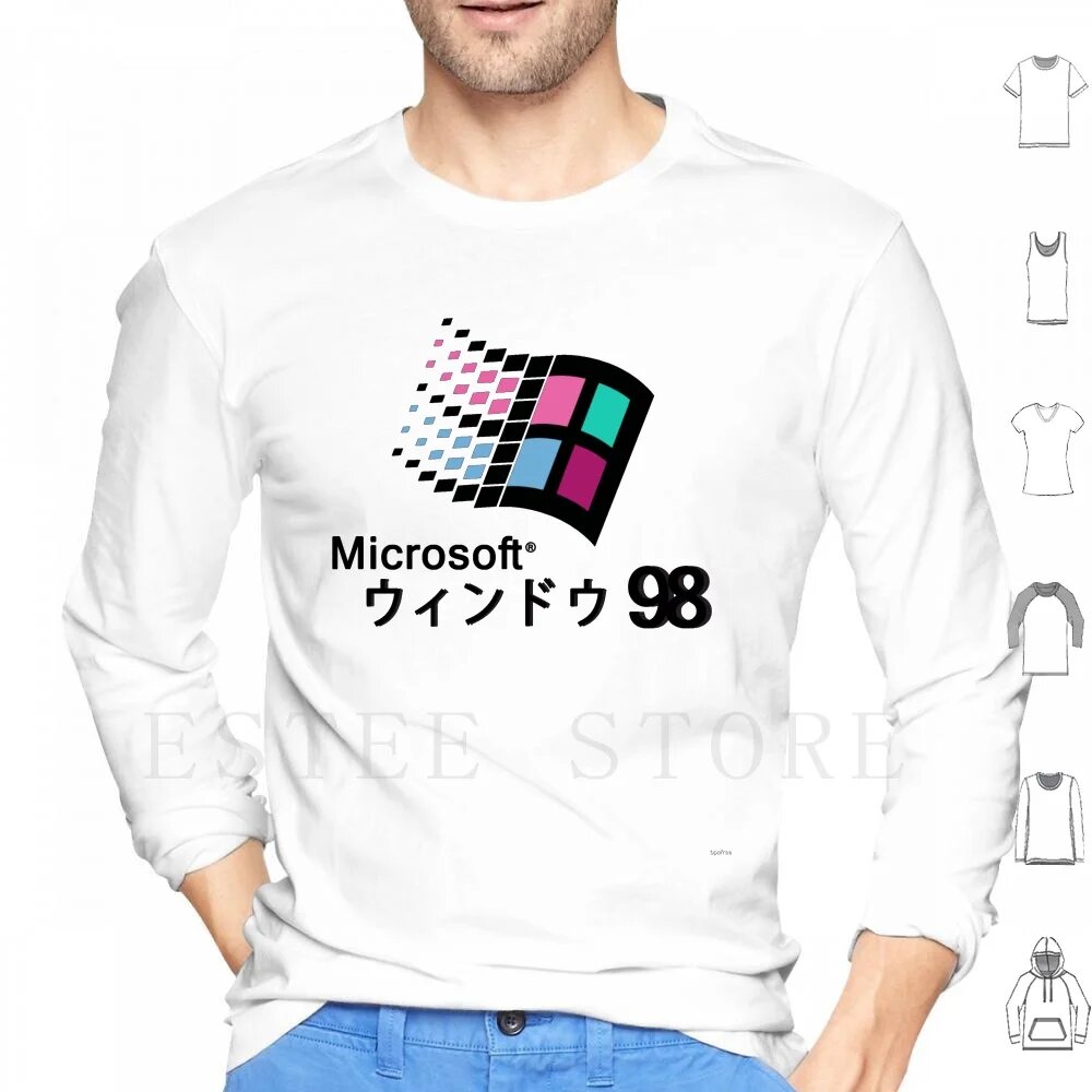 Белая хлопковая толстовка Microsoft Windows 98, размер S