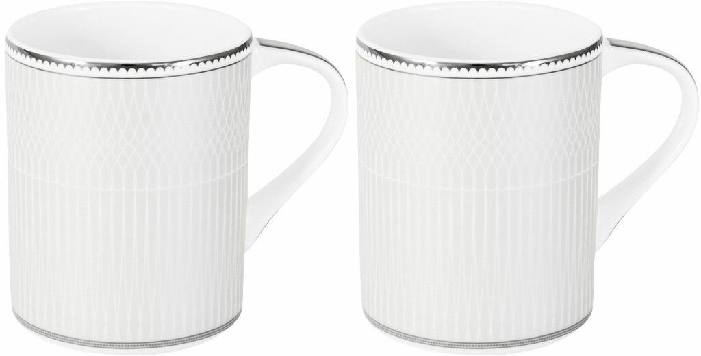 Набор из 2 кружек Anna Lafarg Emily Жемчуг 350 мл, костяной фарфор, чашки для чая и кофе 2 шт