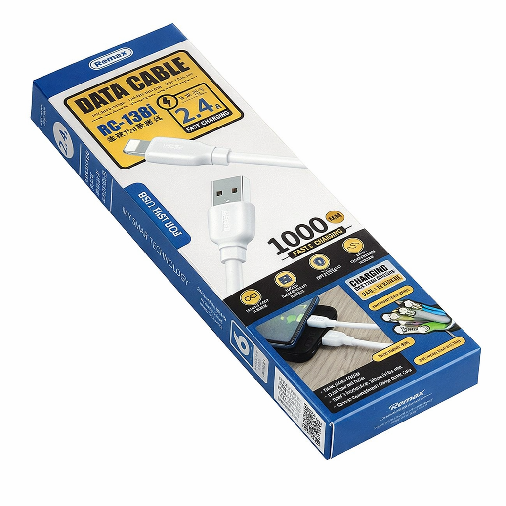 Зарядный USB - Lightning для Iphone / кабель Remax Suji Pro Cable RC-138i Apple Lightning 8-pin, белый