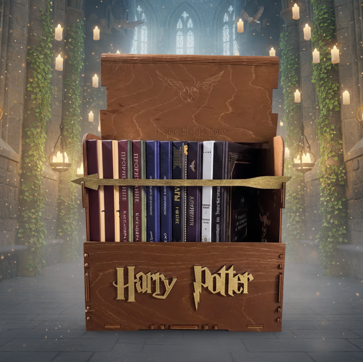 Гарри Поттер. Комплект из 10 учебников Хогвартса в деревянном сундуке