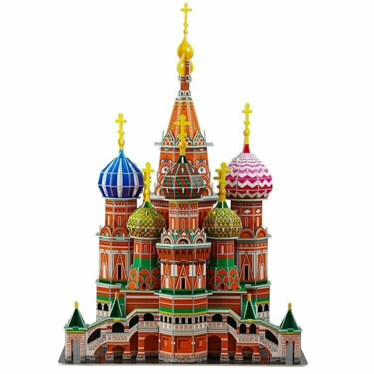 3D-пазл Собор Василия Блаженного / Храм Спаса-на-Крови в СПб бумажная модель для сборки