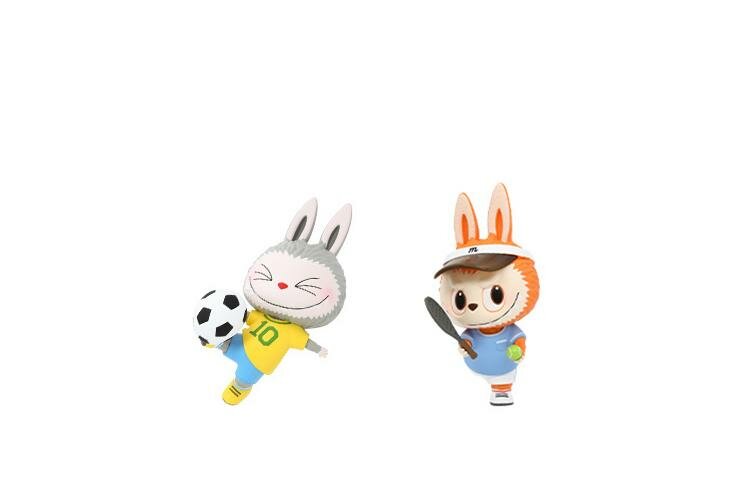 Коллекционные фигурки унисекс POP MART LABUBU Спортивная коллекция Mystery Boxes, Confirmed-Soccer Ball+Tennis (Open)