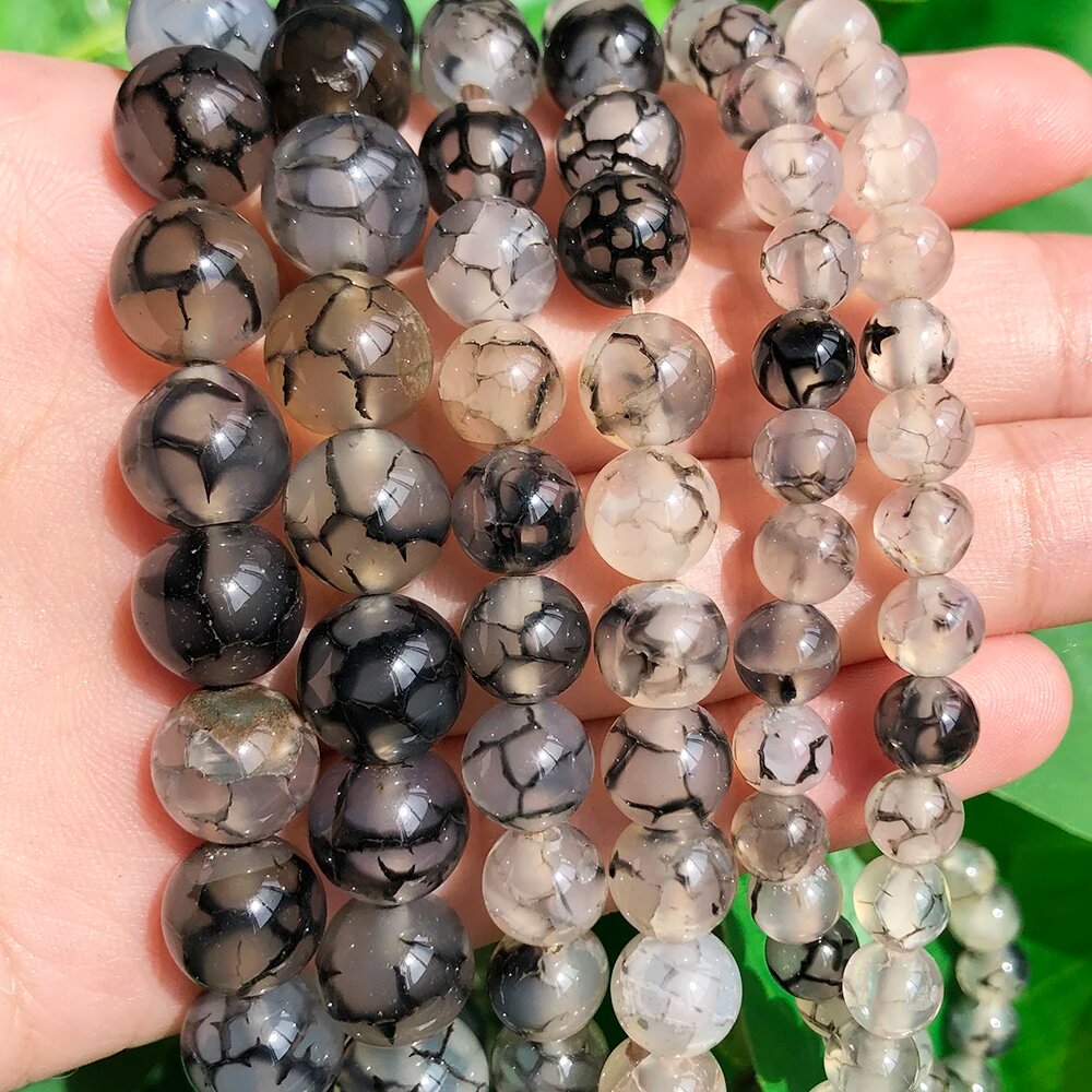 Бусины из черного оникса и агата TTUIJI 4-12 мм 10mm 37pcs, fire agates