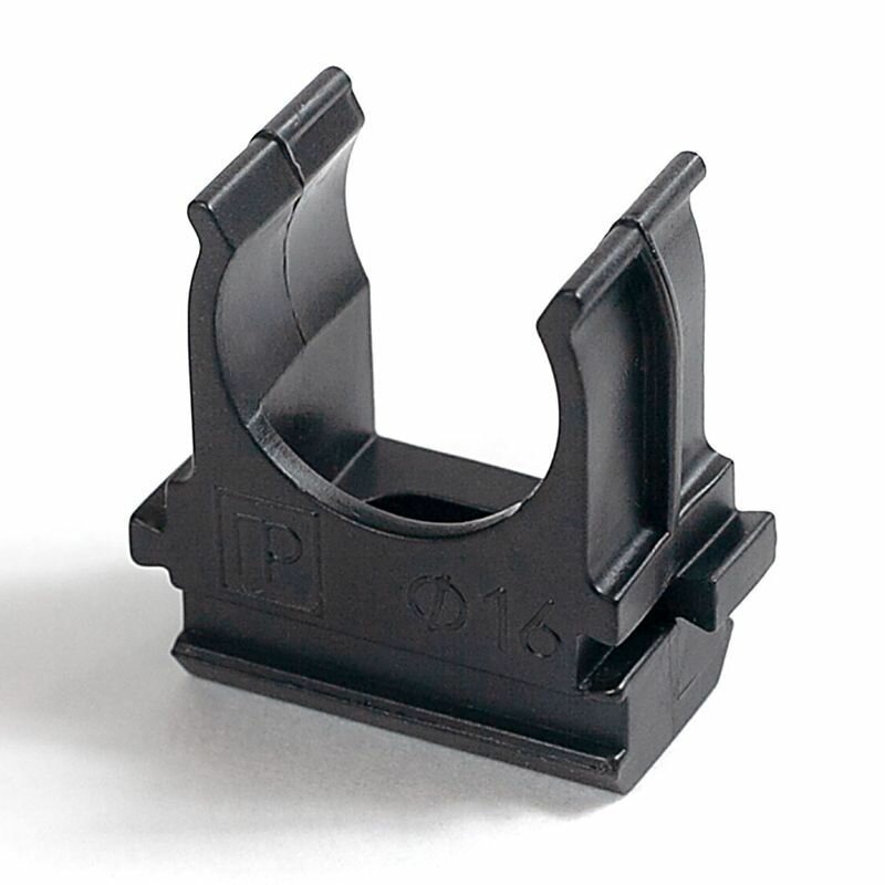 Держатель для труб (клипса) d16мм полистирол черн. (уп.100шт) Промрукав PR.02716ч