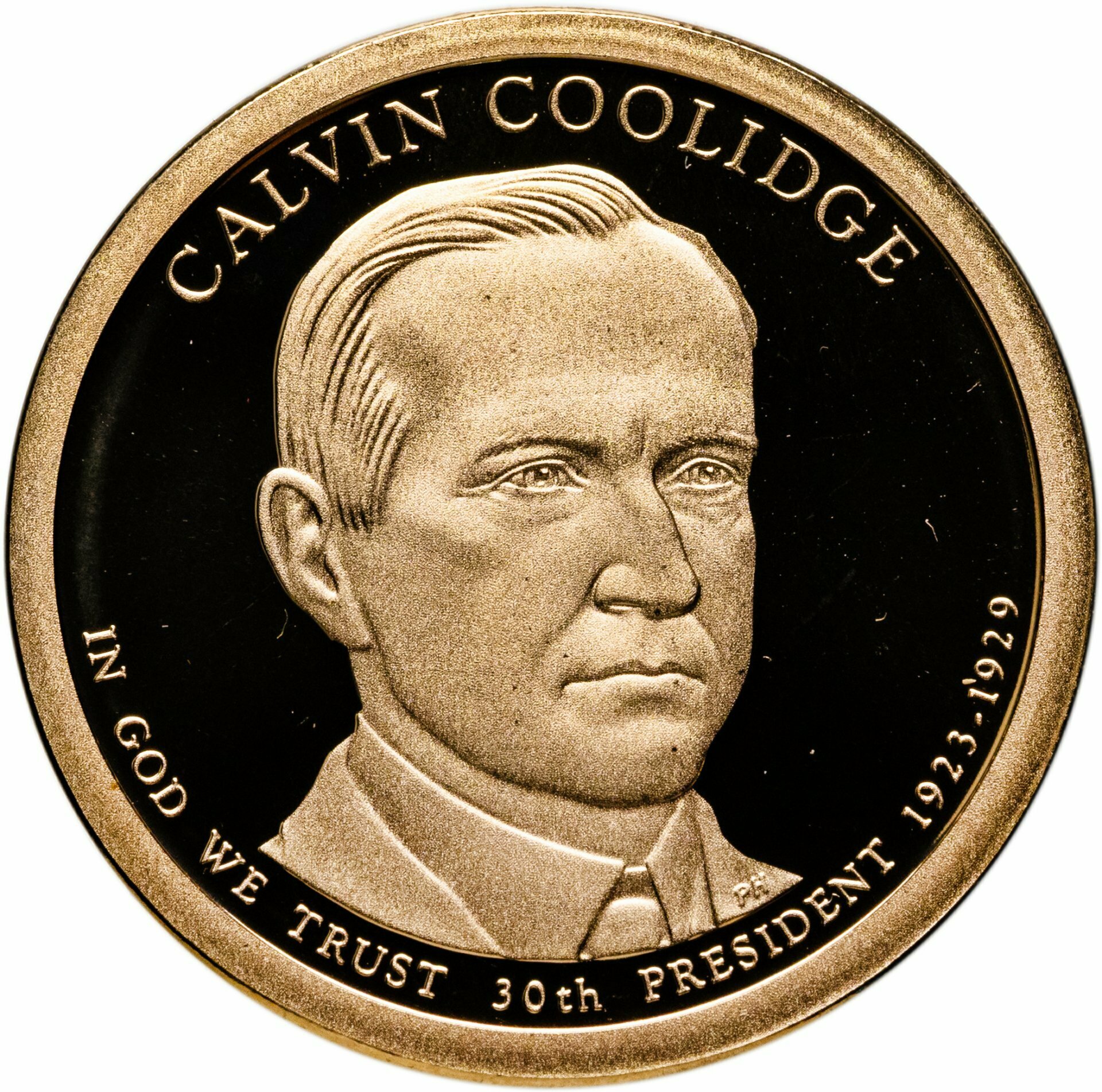 США 1 доллар 2014 S "30-й президент США - Калвин Кулидж", Латунь, в сохранности Proof