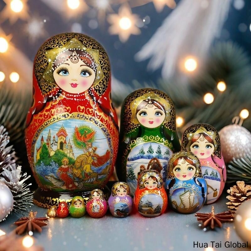 Русские матрешки деревянные 10 штук ручная роспись
