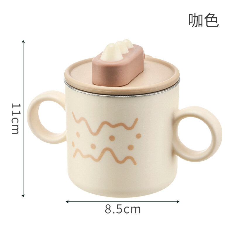 Детская миска для еды с двумя ушками, антиожоговая миска для детского питания, мультяшная миска из нержавеющей стали 316, изолированная миска, детская посуда для мамы и ребенка